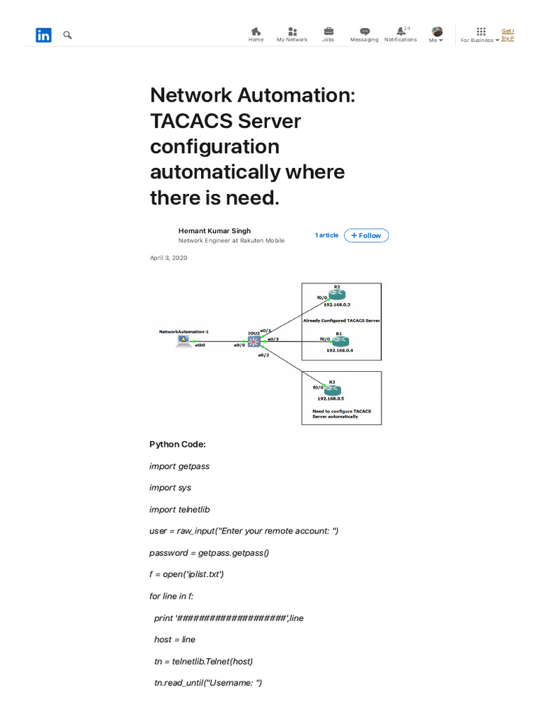 Network Automation - TACACS Server Configuration Automatically Where There Is Need. - LinkedIn ...