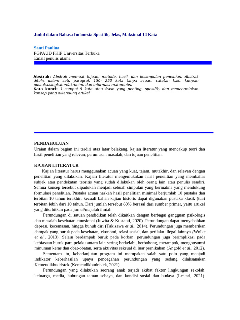 Template Artikel Ilmiah Sederhana | PDF