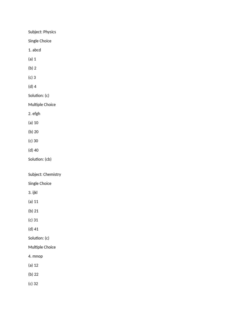 Single Multiple Choice Qa | PDF