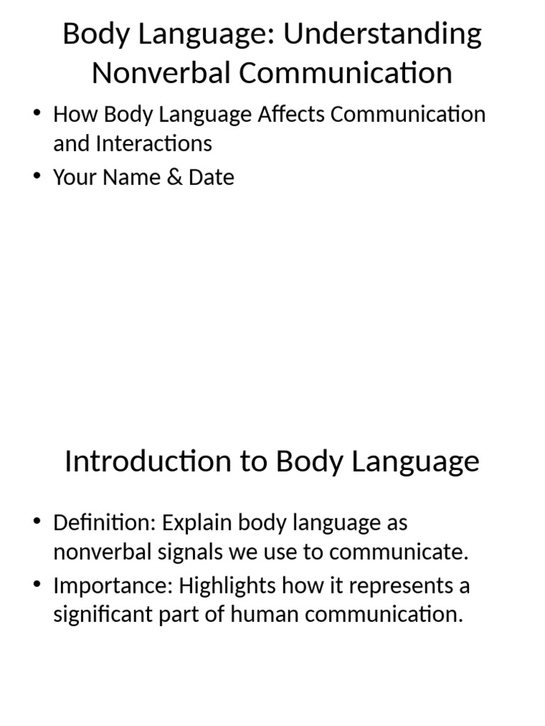Body Language Presentation | PDF | Body Language | Nonverbal Communication