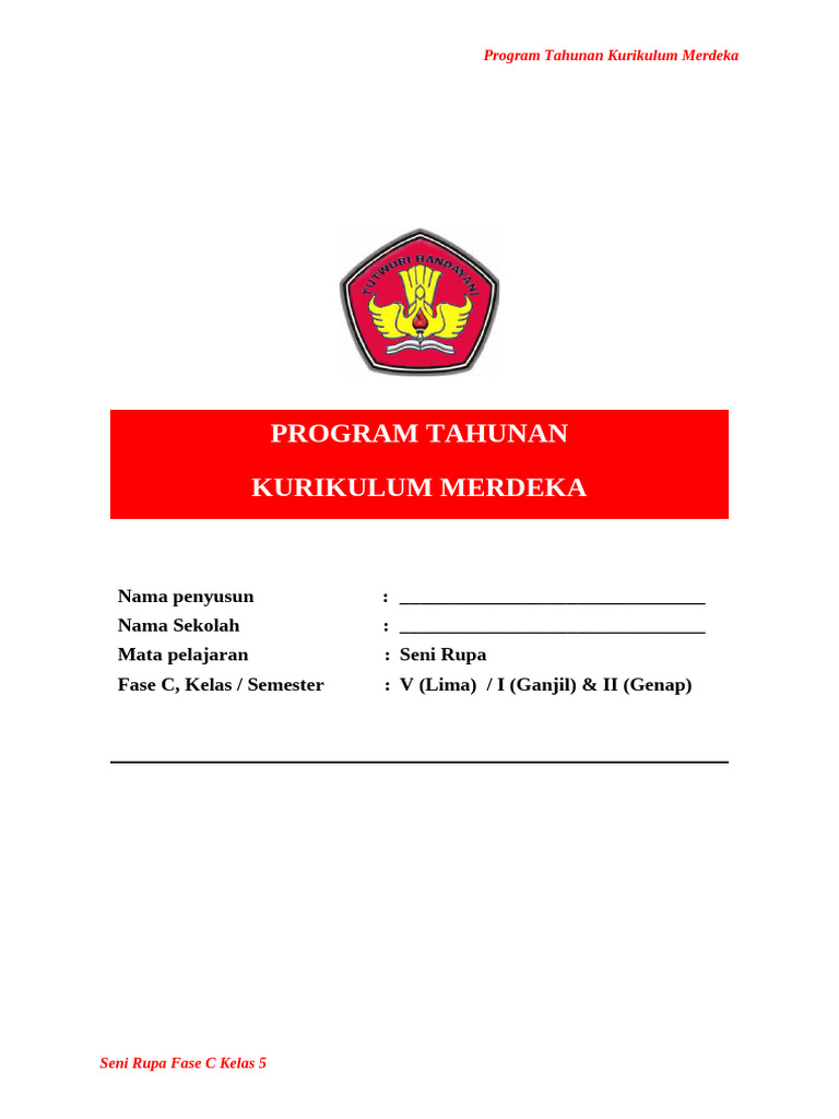Program Tahunan Seni Rupa Kelas 5 | PDF
