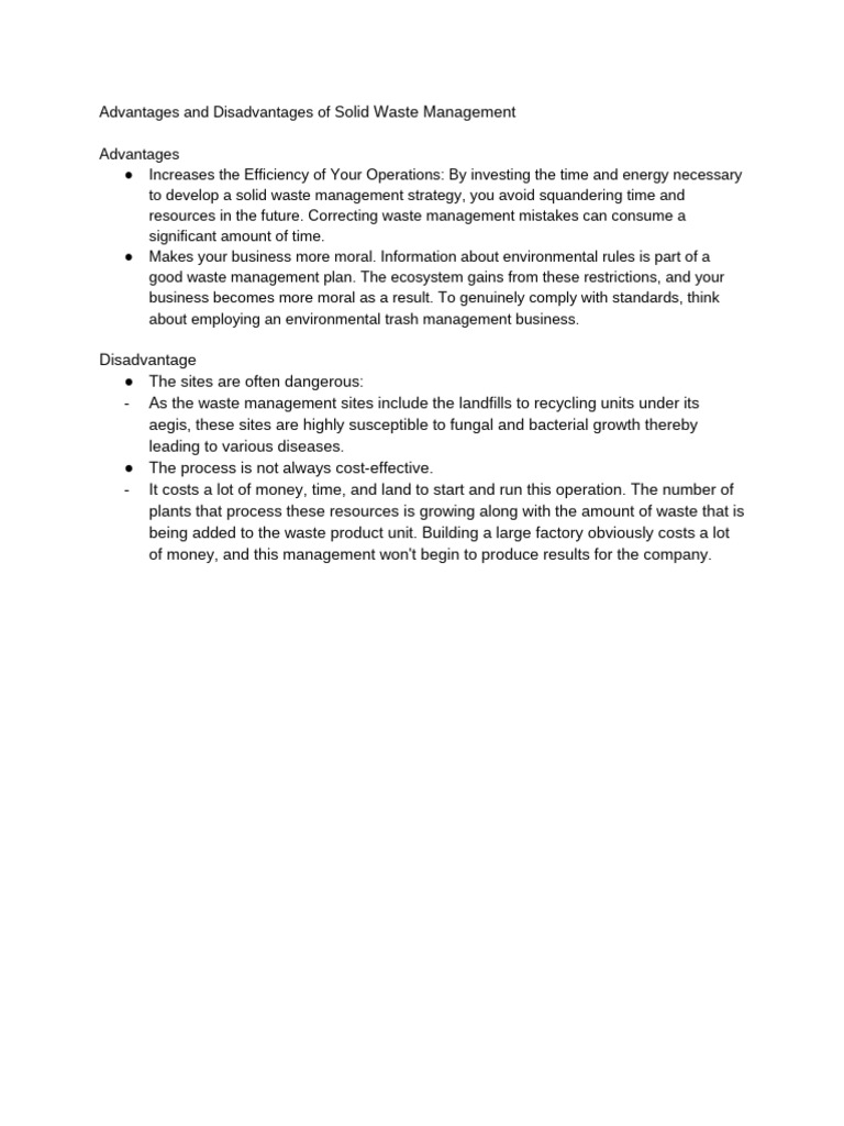 Solid Waste Management Pros & Cons | PDF