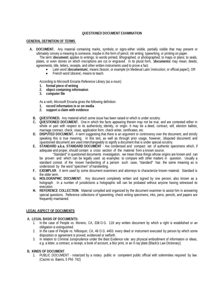 Questioned Document Examination | PDF | Graphology | Hand