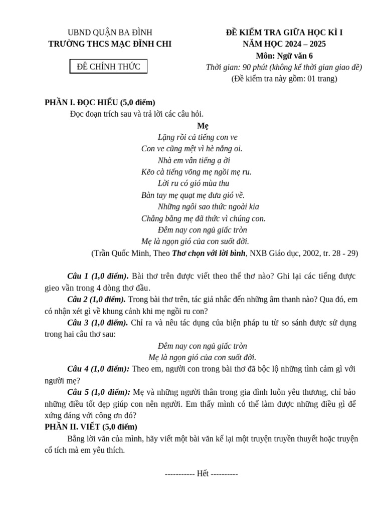 Văn 6 GK1. Thơ lục bát - Viết bài văn kể chuyện cổ tích hoặc truyền thuyết - Mai Hoà | PDF