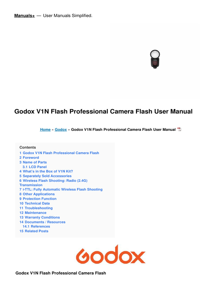 Godox V1N Flash User Manual | PDF | Flash (Photography) | Autofocus