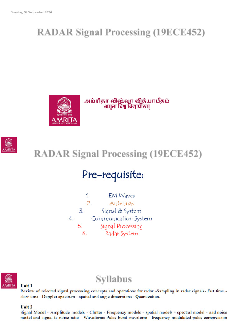 RADAR Signal Processing Course | PDF | Radar | Transmitter