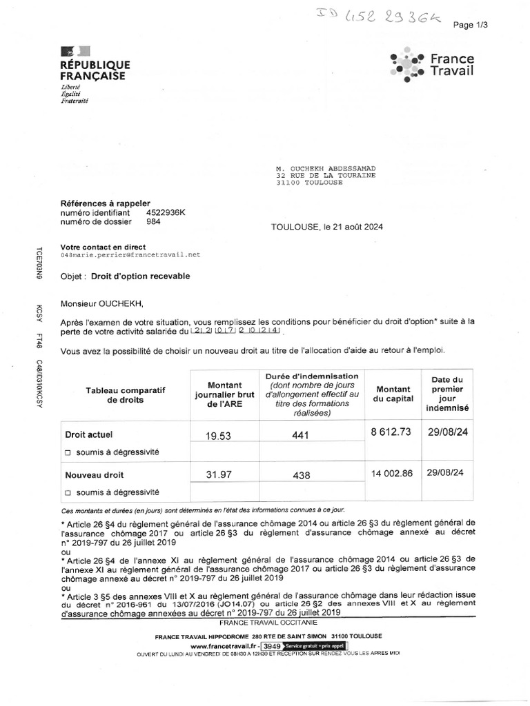 Demande - Retour de Proposition de Droit D'option | PDF