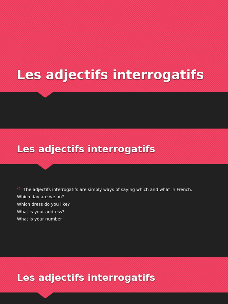Les Adjectifs Interrogatifs (Autosaved) | PDF