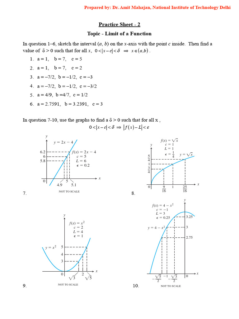 Practice Sheet 2 - Limit of A Function | PDF | Analysis | Mathematical ...