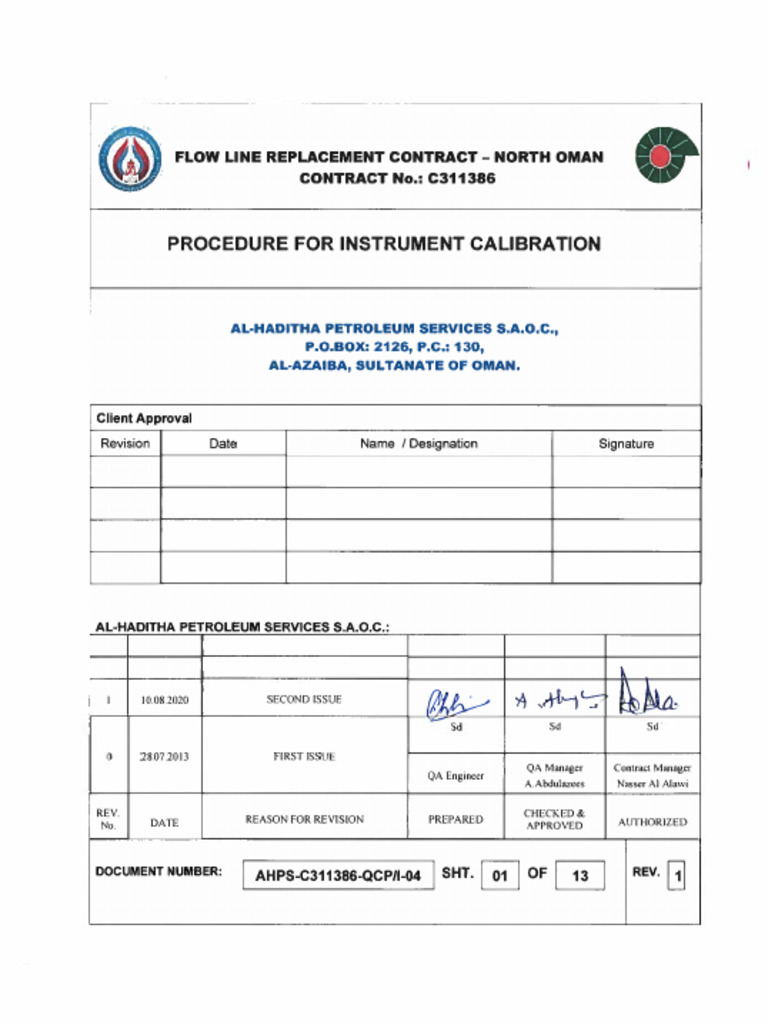 QCP-I-04-Procedure For Instrument Calibration | PDF