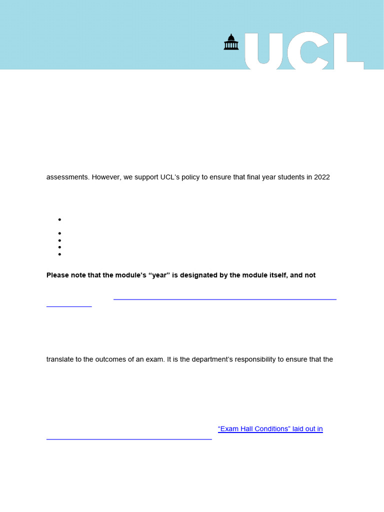 UCL Mathematics Exam Formats 2022-2023 | PDF | University College London