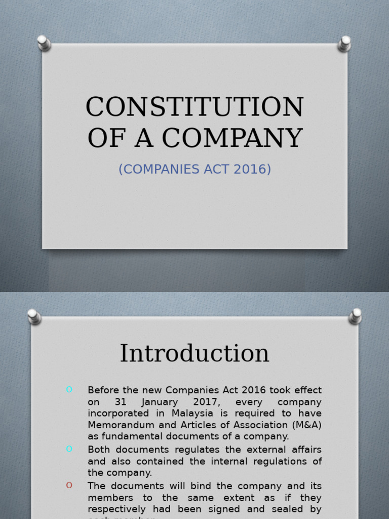 Topic 3 Constitution of A Company | PDF | Constitution | Companies