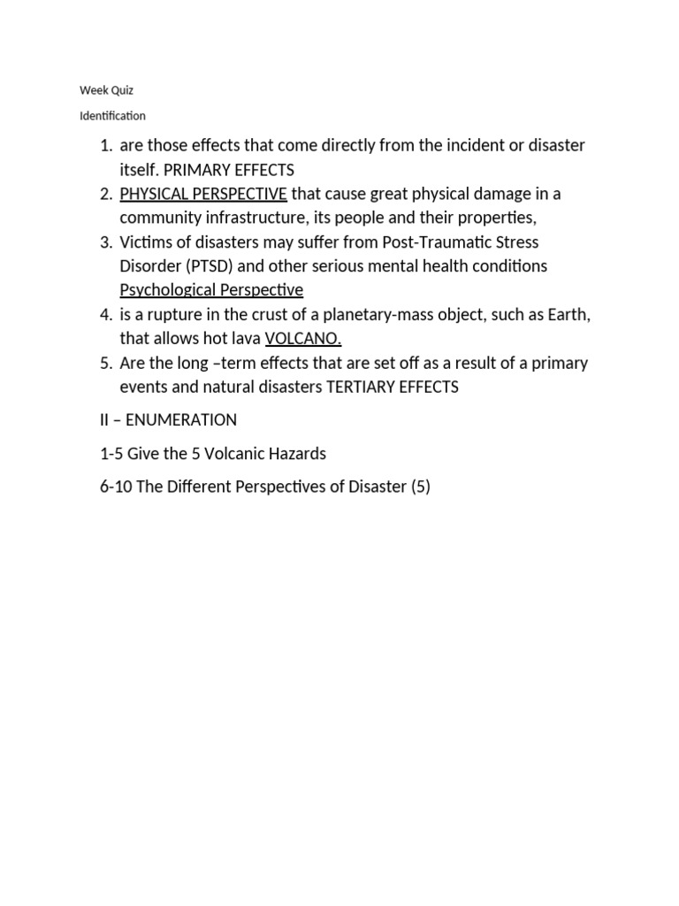 Week Quiz | PDF