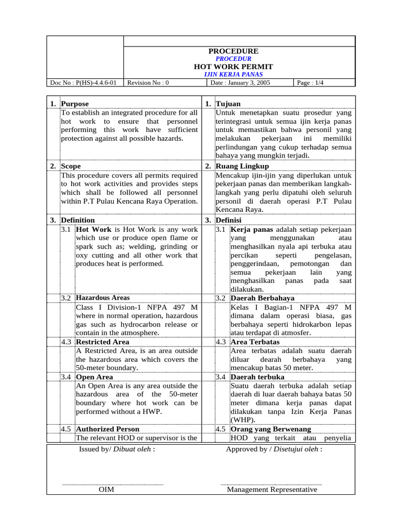 Hot Work Procedure | PDF