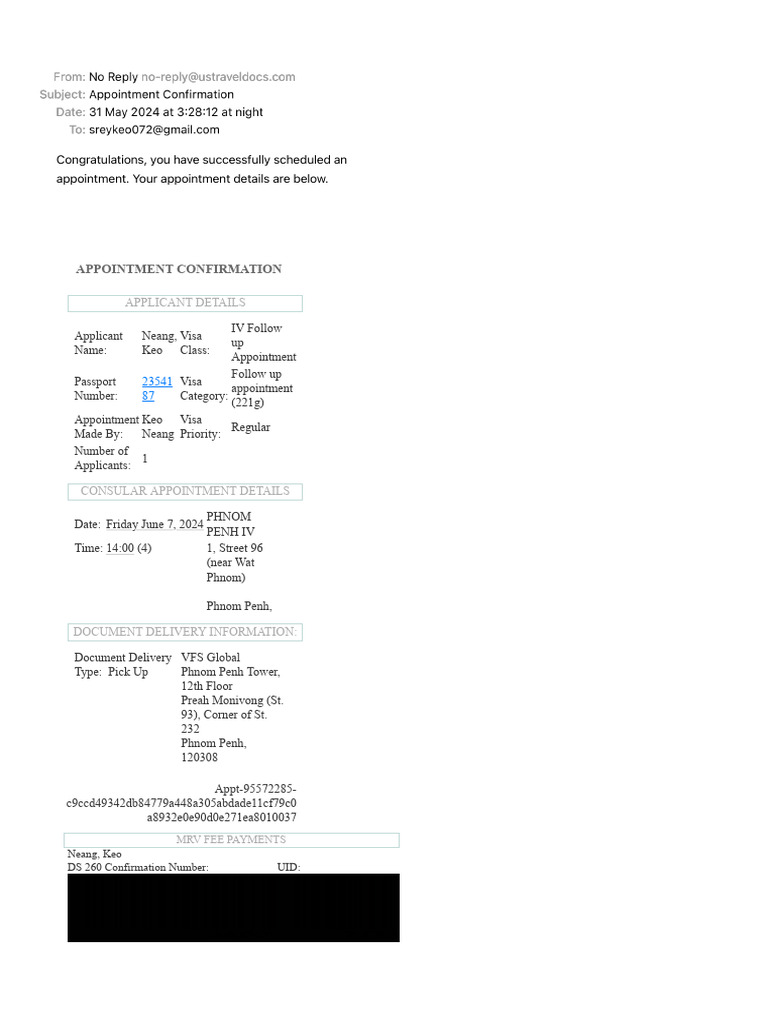 Visa Appointment Confirmation | PDF