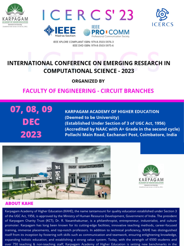 ICERCS' 23 Brochure PDF | PDF | Electronics | Bioinformatics