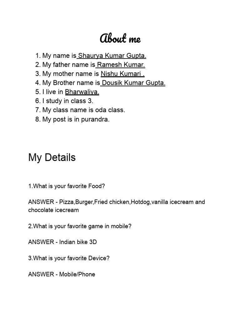 About Me | PDF