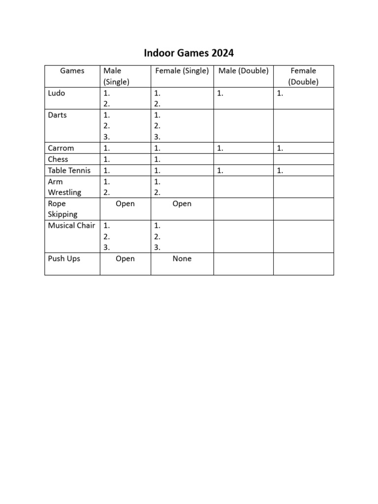 Indoor Games | PDF