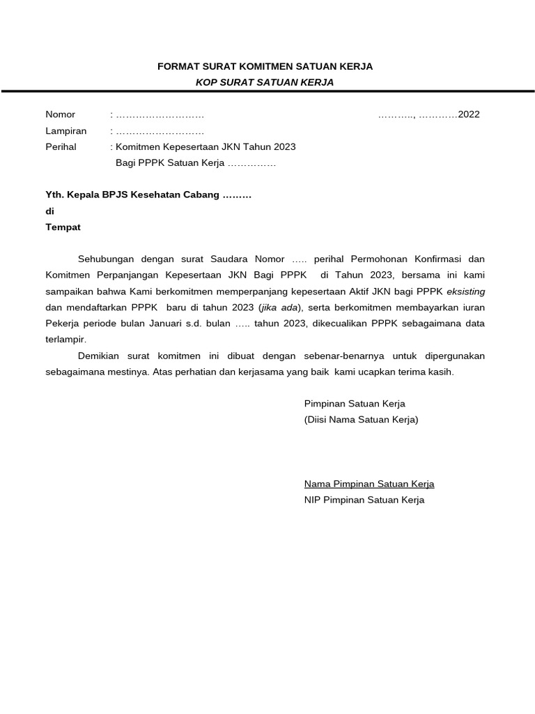 Surat Komitmen PPPK | PDF