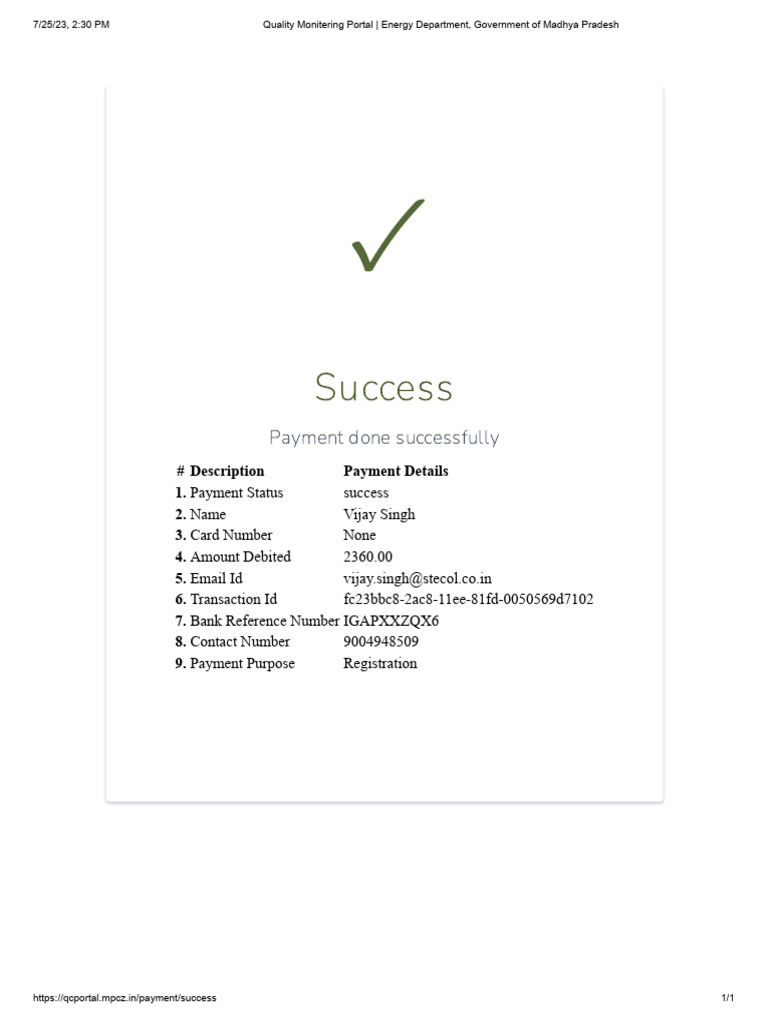 Quality Monitering Portal - Energy Department, Government of Madhya Prad... | PDF