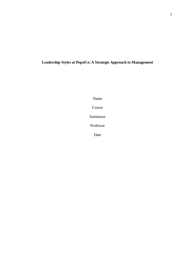 PepsiCo's Strategic Leadership Styles | PDF | Leadership | Pepsi Co