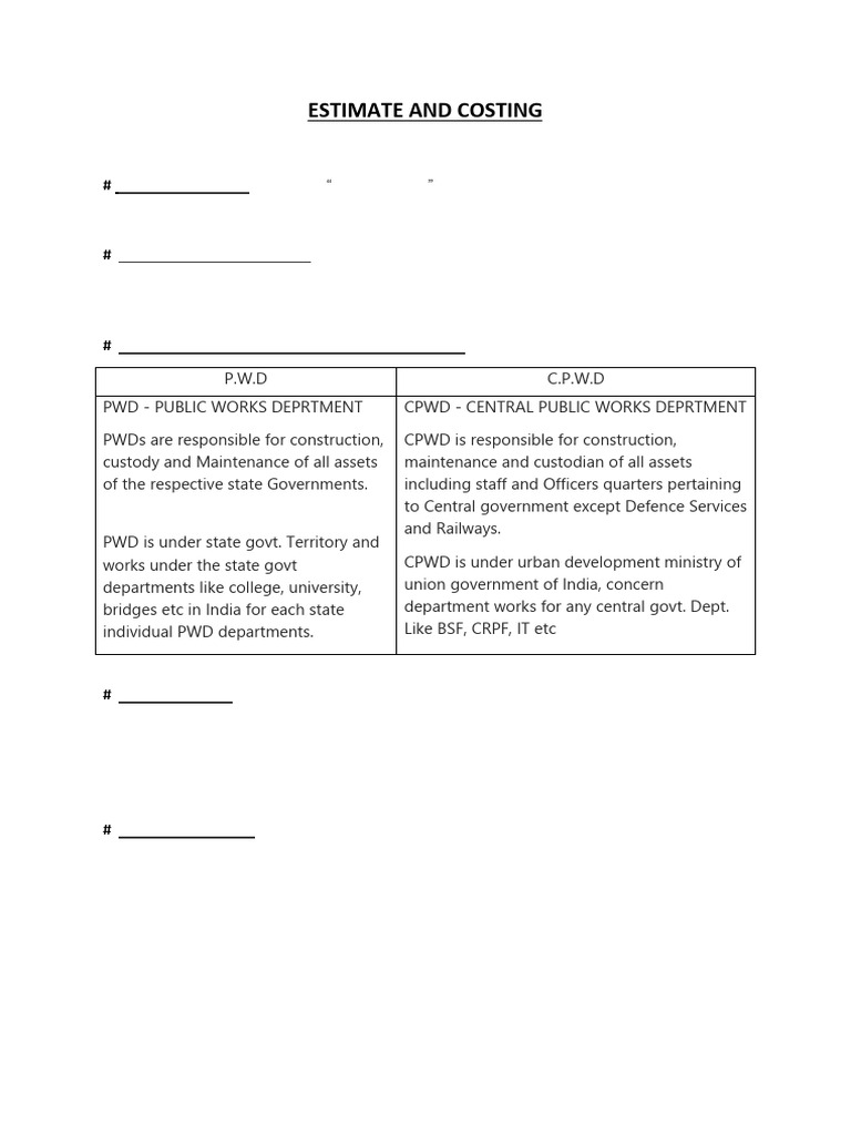 Estimate & Costing | PDF | Concrete | Prices