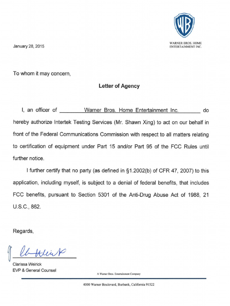 Letter of Agency 2600502 | PDF