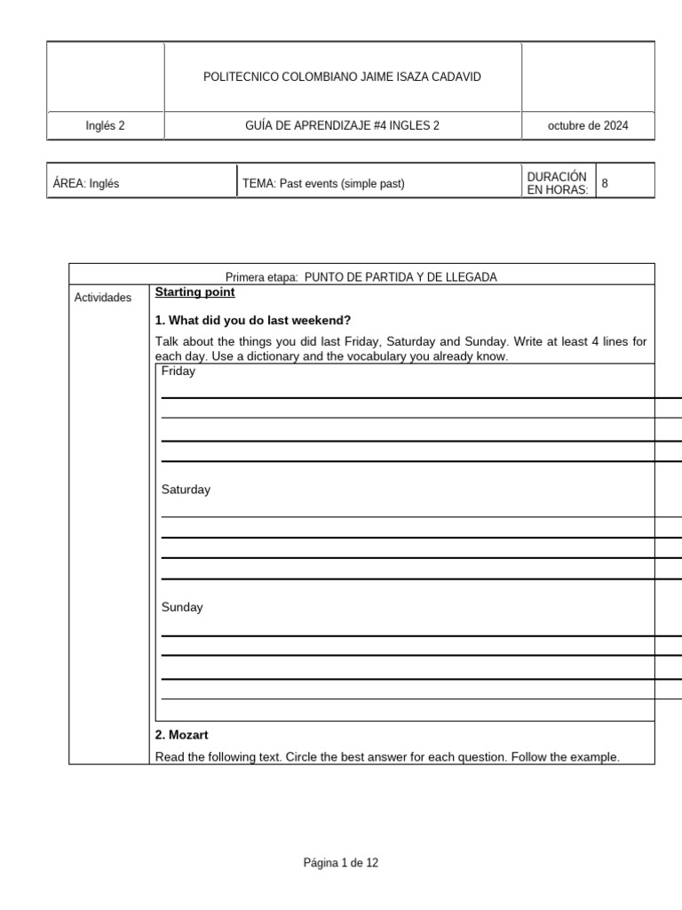 Cuarta Guía Inglés 2 Actualizada | PDF | Linguistics