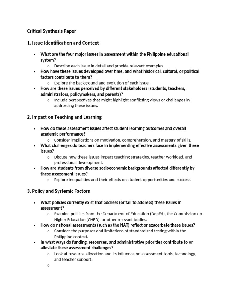 Critical Synthesis Paper | PDF | Policy | Teachers