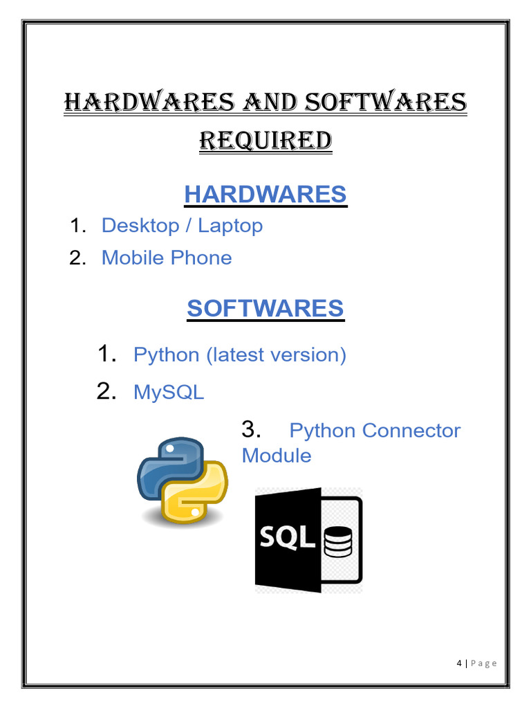 Hardwares and Softwares Required | PDF | User (Computing) | Computer ...