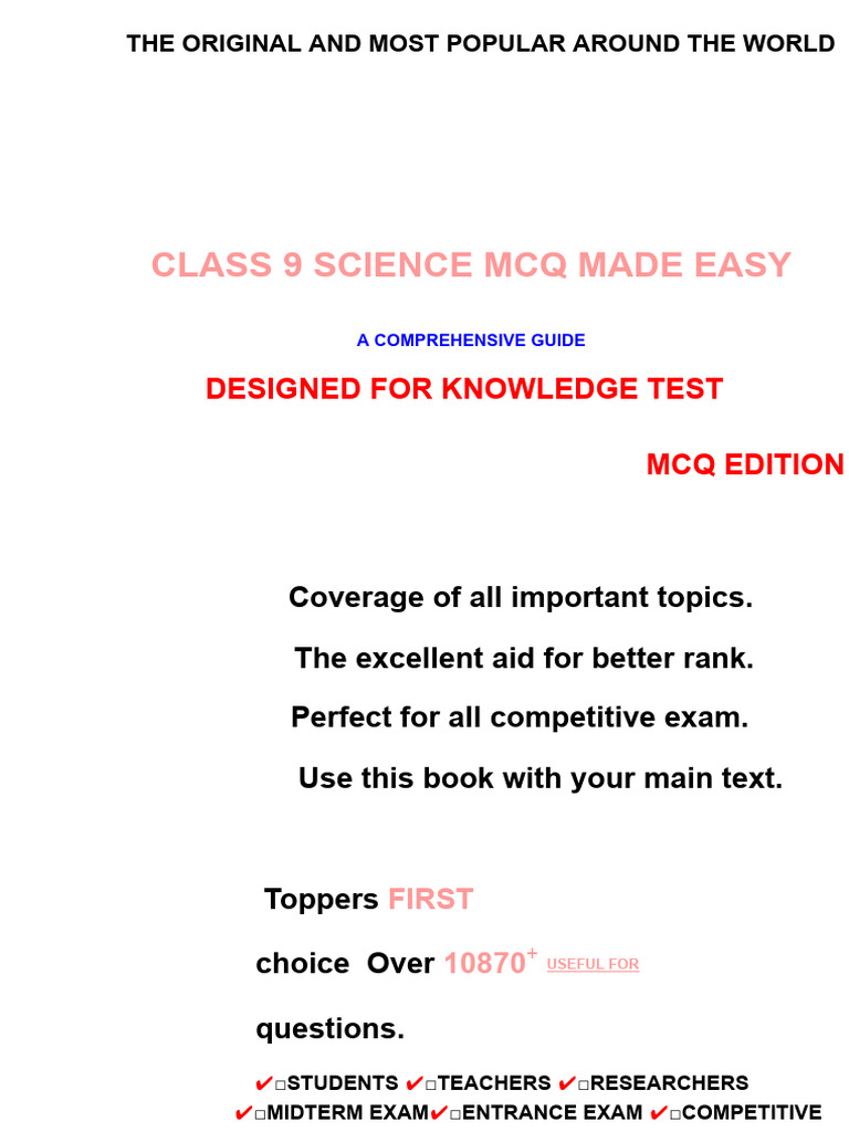Class 9 Science MCQ Study Guide | PDF | Liquids | Gases
