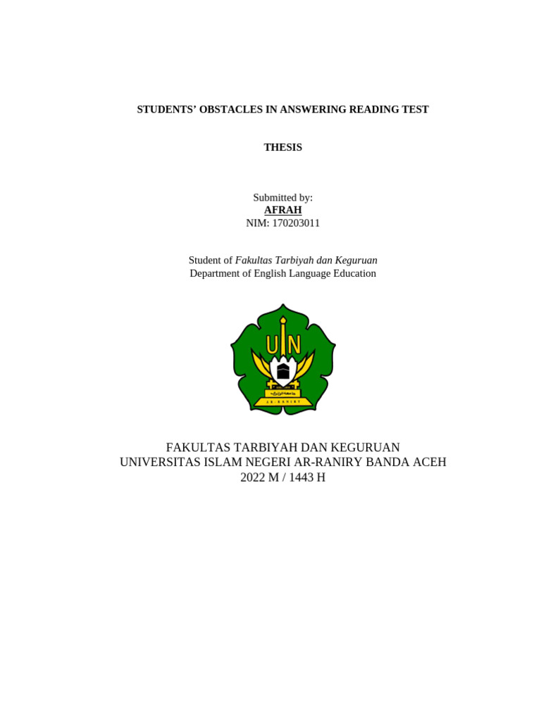 Skripsi Afrah Full 4 5 | PDF | Reading Comprehension | Fluency