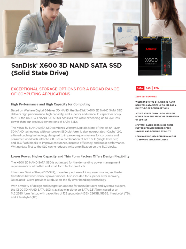 SanDisk x600 3D NAND SATA SSD Computing Data Sheet | PDF | Solid State Drive | Flash Memory