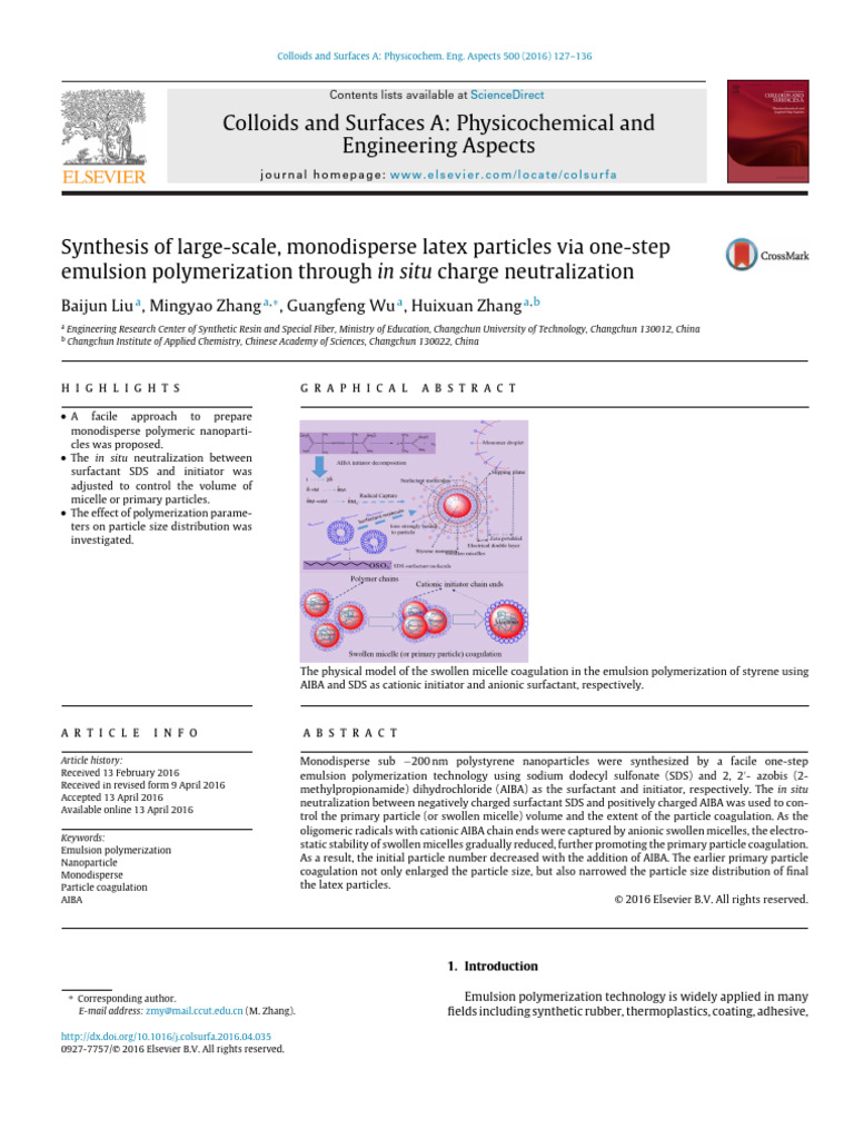 Colloids and Surfaces A: Physicochemical and Engineering Aspects | PDF | Polymer Chemistry ...