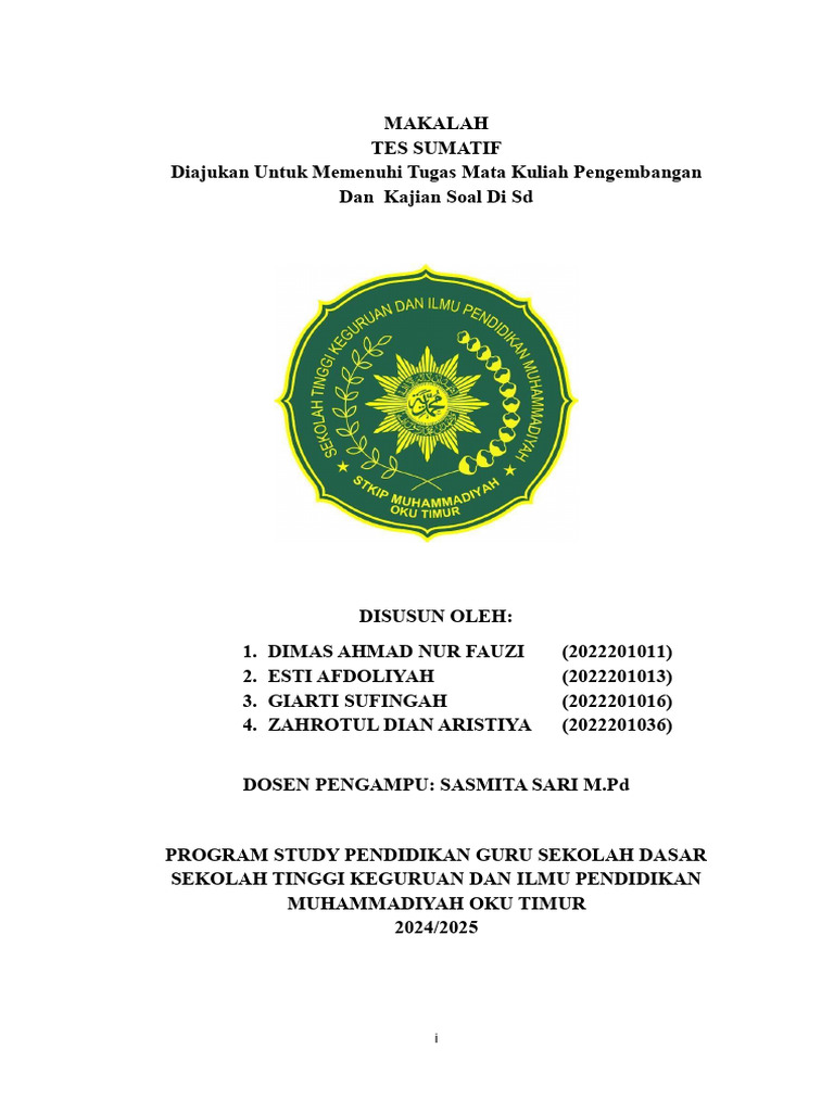 Tes Formatif di Pendidikan SD | PDF
