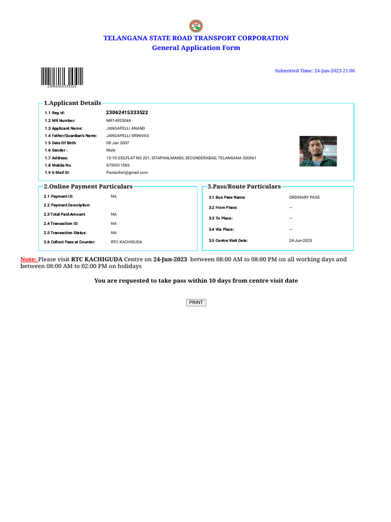 TSRTC Bus Pass | PDF