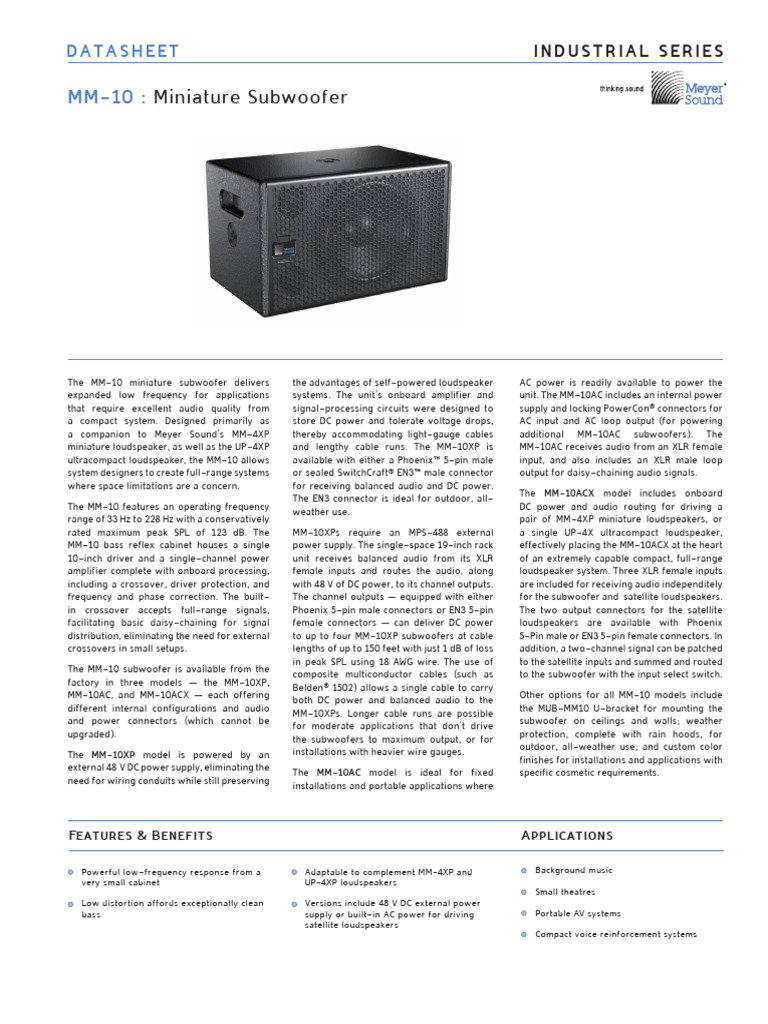 Meyer MM-10 Data Sheet | PDF | Loudspeaker | Amplifier