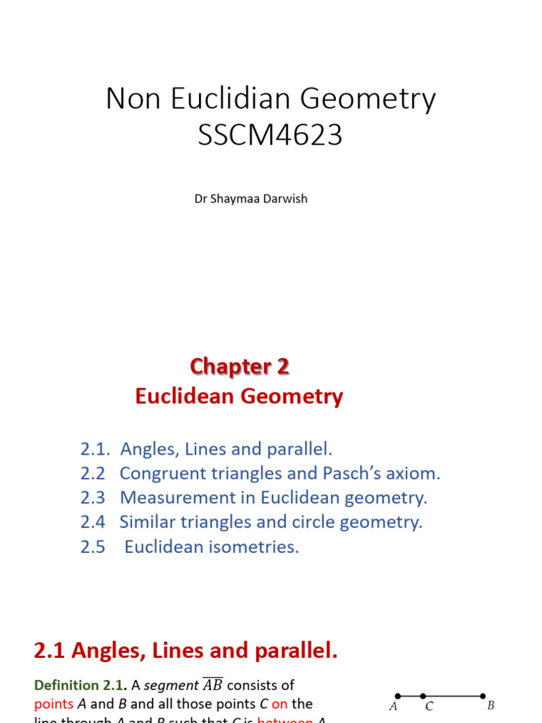 Non Euclidian Geometry-Chapter 2-Complete | PDF | Line (Geometry) | Euclidean Geometry