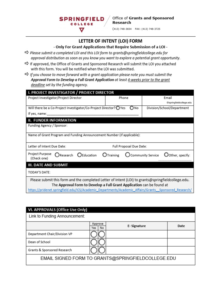 LOI Approval Form 2021 | PDF