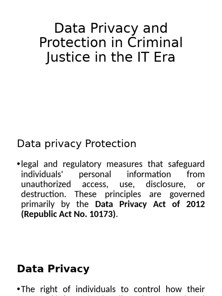 Data Privacy and Protection in Criminal Justice in | PDF | Copyright ...