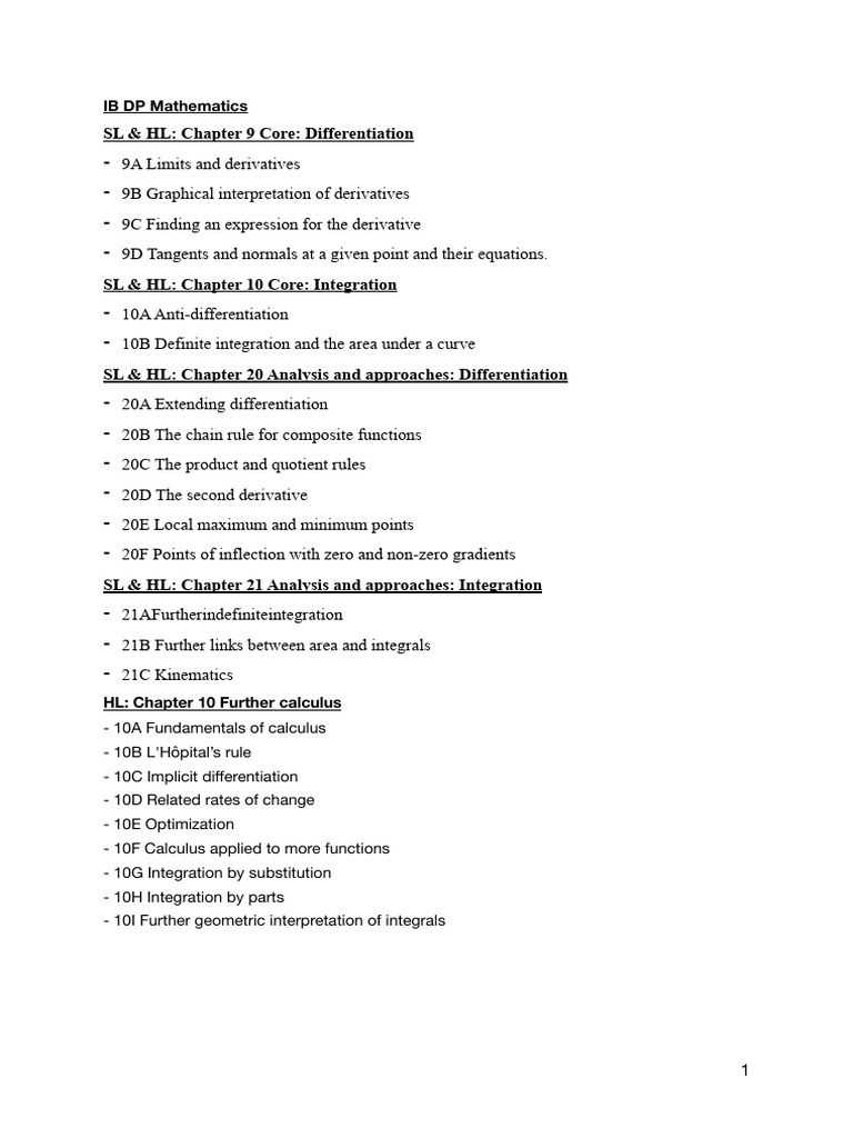 IB DP Math Calculus | PDF
