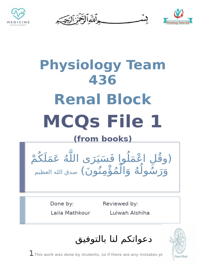MCQs From Books | PDF | Kidney | Creatinine