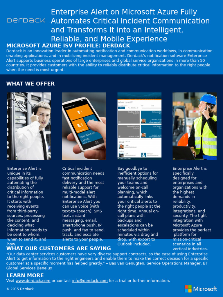 Microsoft Azure ISV Datasheet - Derdack | PDF | Cloud Computing ...