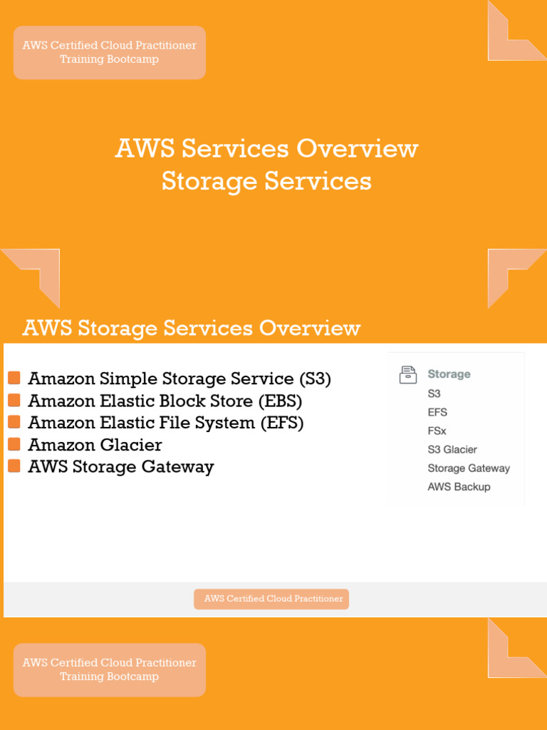 8.3 AWS Services Overview - Storage Services | PDF | Amazon Web Services | Computing
