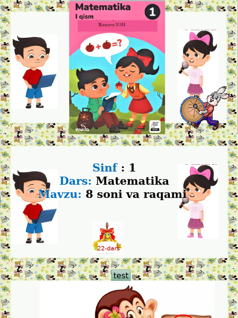 1-Sinf Matematika 23-Dars.8 Soni Va Raqami | PDF