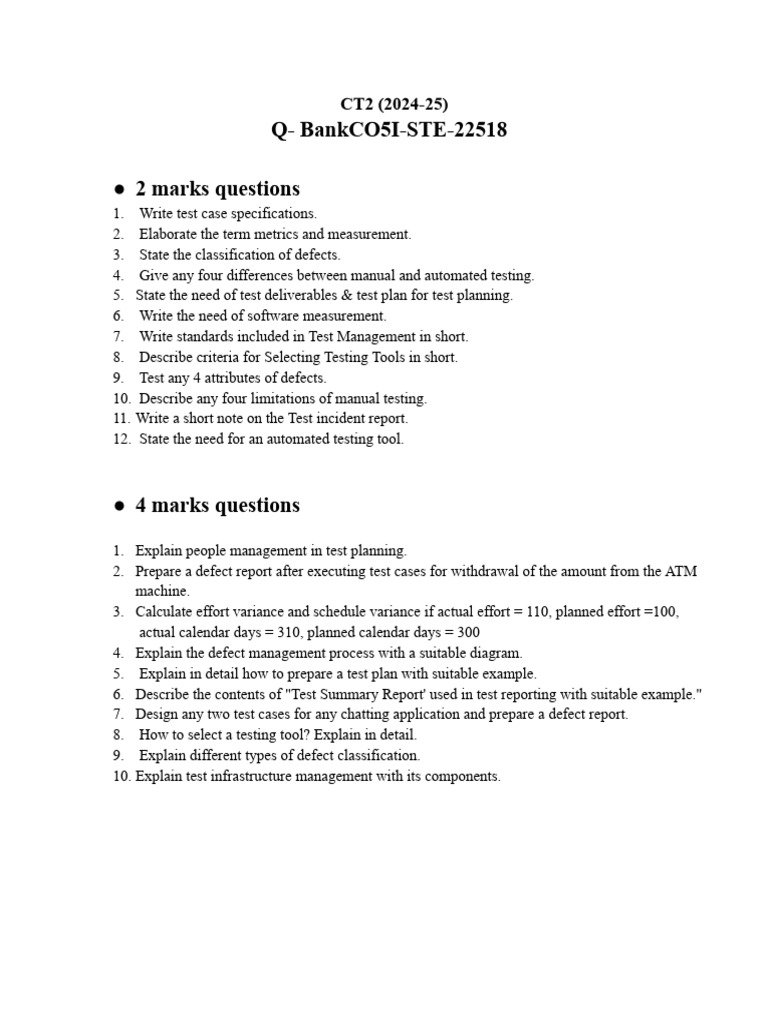 CT2 Q - Bank CO5I-STE-22518 | PDF