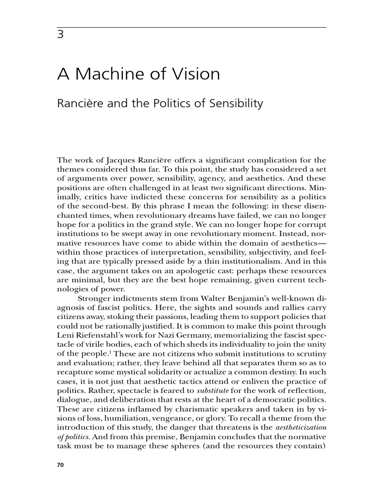 MichaelFeola 2018 3AMachineOfVisionRanc ThePowersOfSensibilit | PDF ...