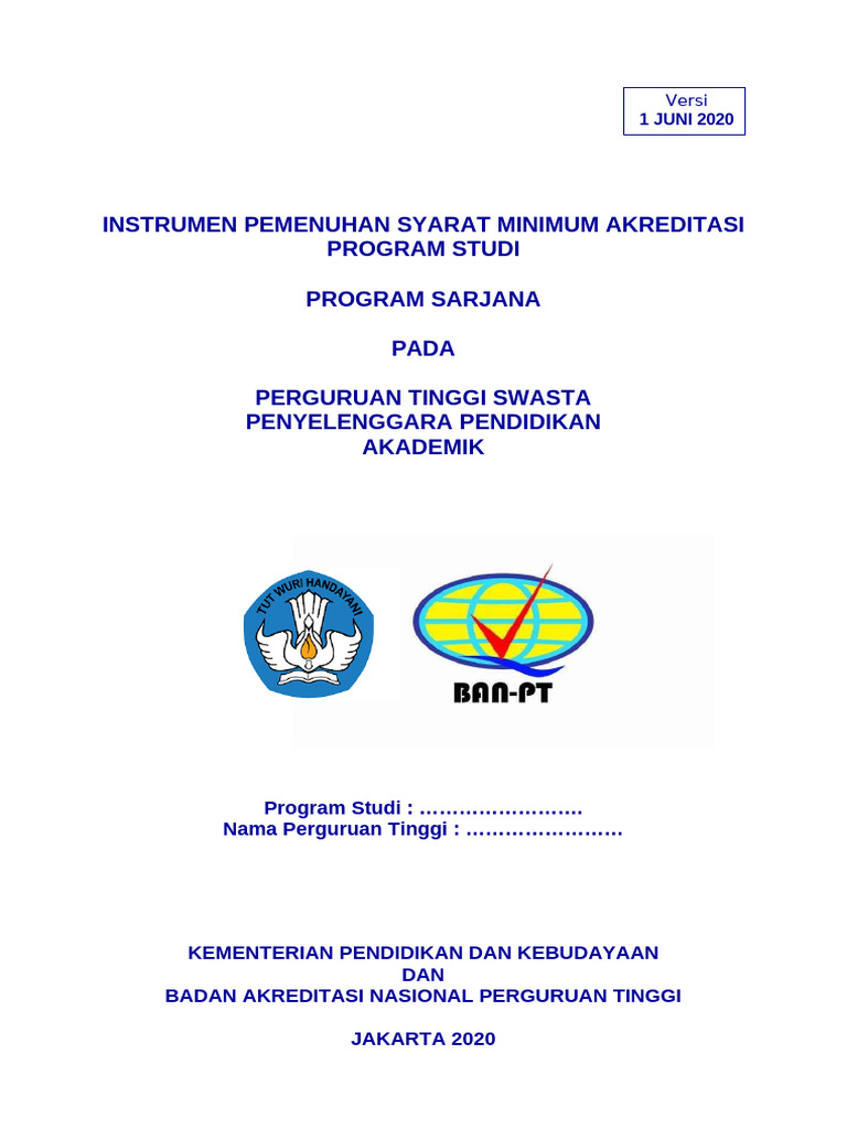 Akreditasi Program Sarjana PTS 2020 | PDF