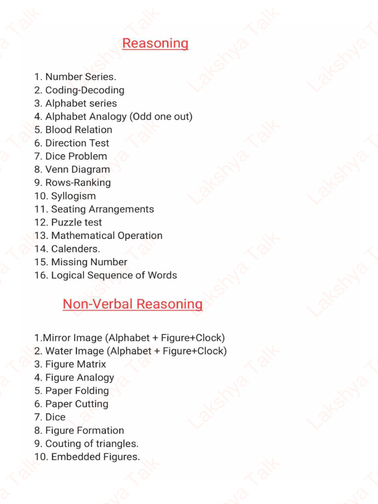 Reasoning Syllabus | PDF