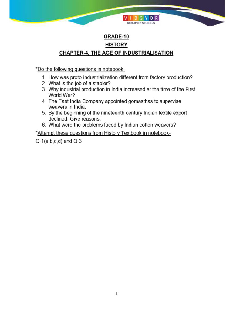 Grade 10 History: Industrialisation | PDF